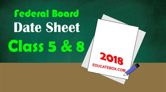 Federal Board Date Sheet 2021 5th Class & 8th Class - Education News