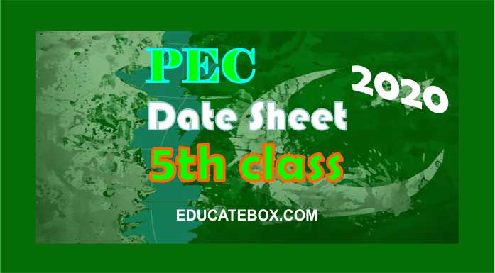 Date Sheet 5th Class 2022 PEC (Punjab Board Exams) - Education News